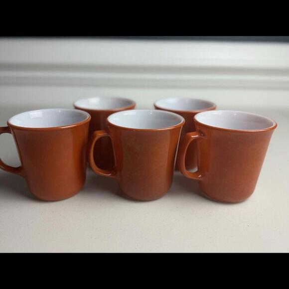 Pyrex | Other | Vintage Set Of 5 Burnt Orange Corning Pyrex Mugs | Poshmark